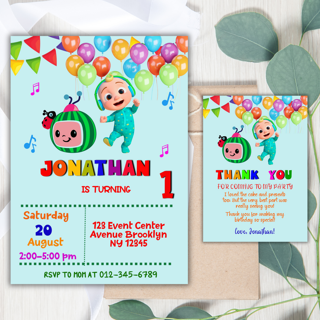 Cocomelon Birthday Invitation, Cocomelon Party Invite, Kids Birthday P ...